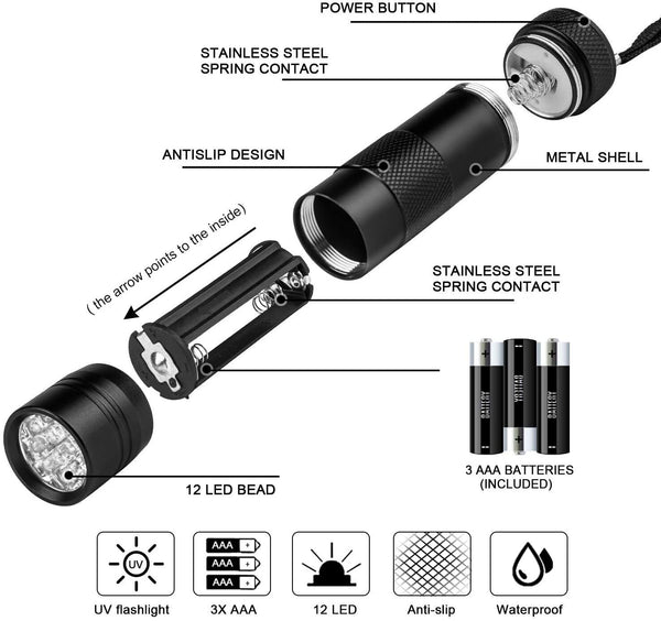 Disc Connection Performance UV Torch Flashlight 12 LED – Disc ...